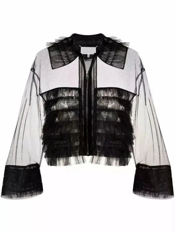 MAISON MARGIELA Sheer Tulle Bomber Jacket - Black