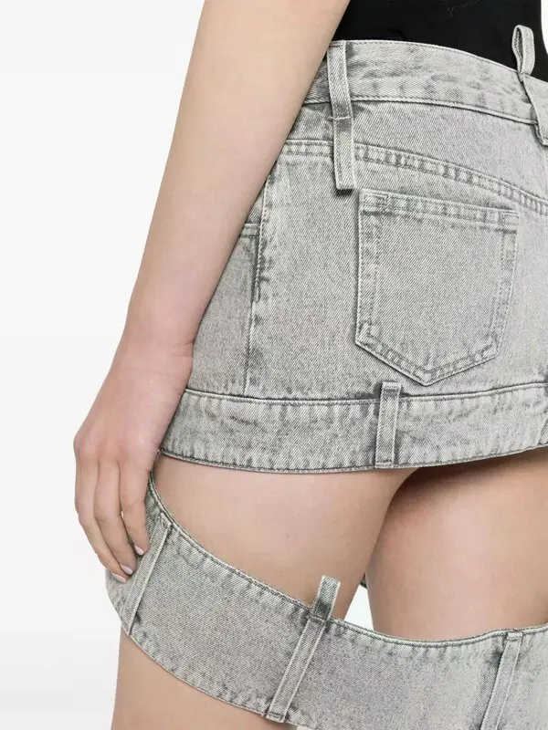Attico Cut-out Denim Mini Skirt