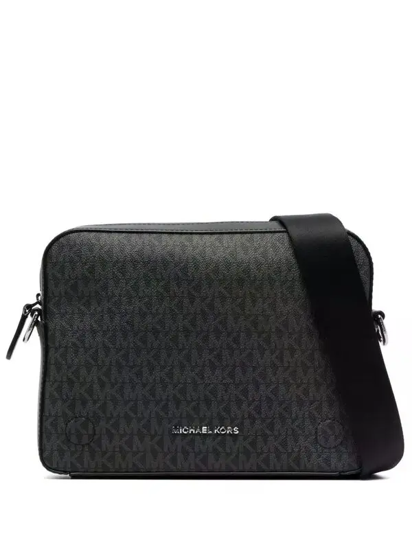 Michael Kors Dual Monogram Leather Crossbody - Black