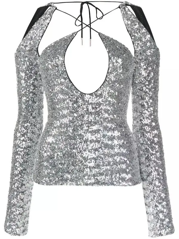 Attico Zane Sequin Cut-out Top