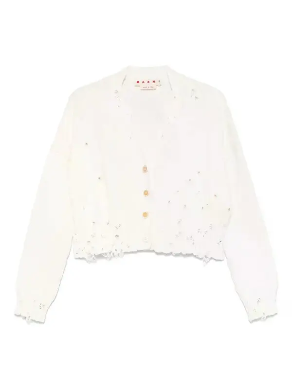 Marni Patterned Jacquard Cardigan - White