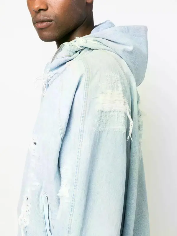424 Distressed Cotton Hooded Jacket