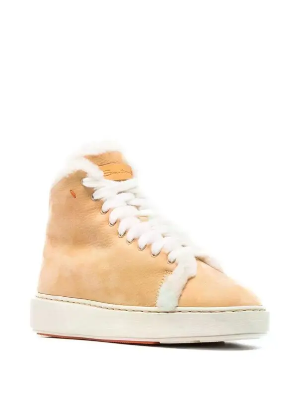 Santoni Shearling Trim High-top Sneakers