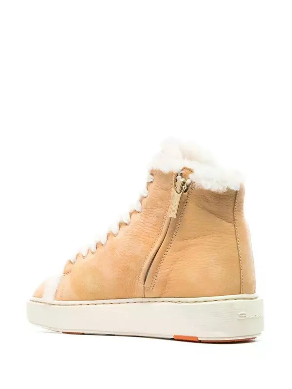 Santoni Shearling Trim High-top Sneakers