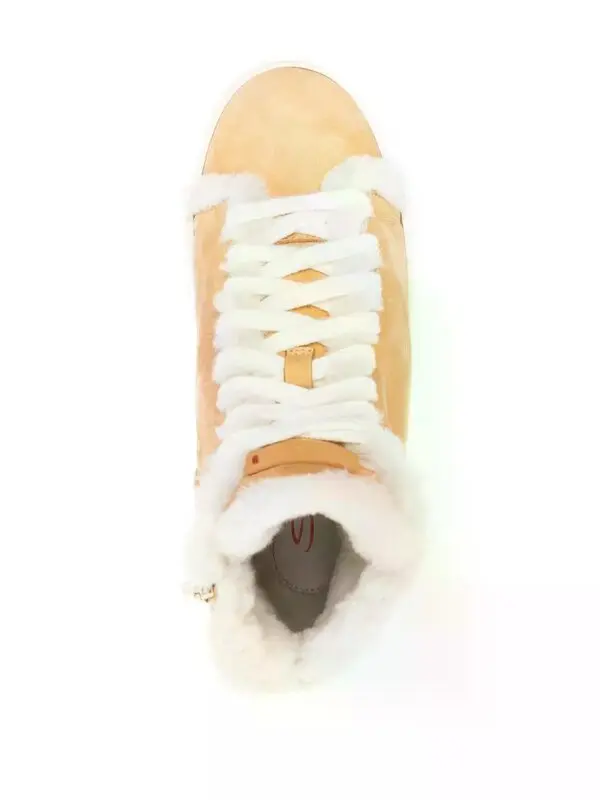 Santoni Shearling Trim High-top Sneakers