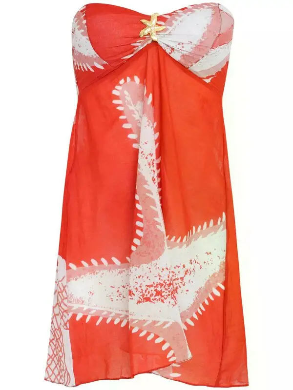 AMIR SLAMA Starfish-print Mini Dress - Red