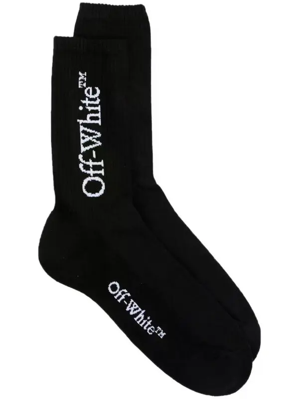 Off-White Logo-intarsia Socks - Black