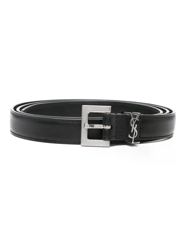 Saint Laurent Cassandre Thin Belt - Black