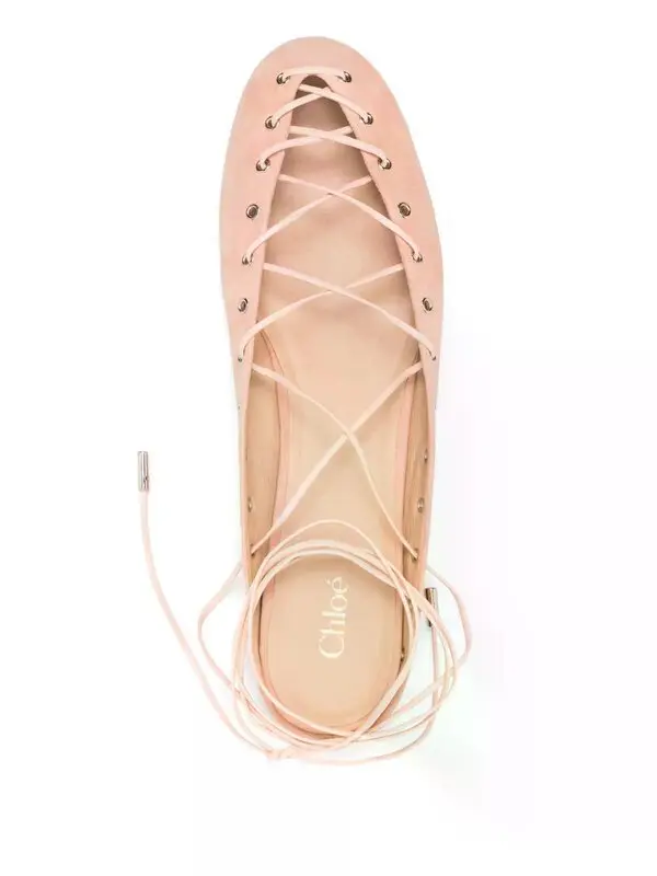 Chloé Ghillies Leather Ballet Flats - Pink