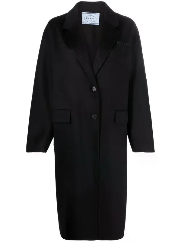 Prada Logo-embroidered Cashmere Coat