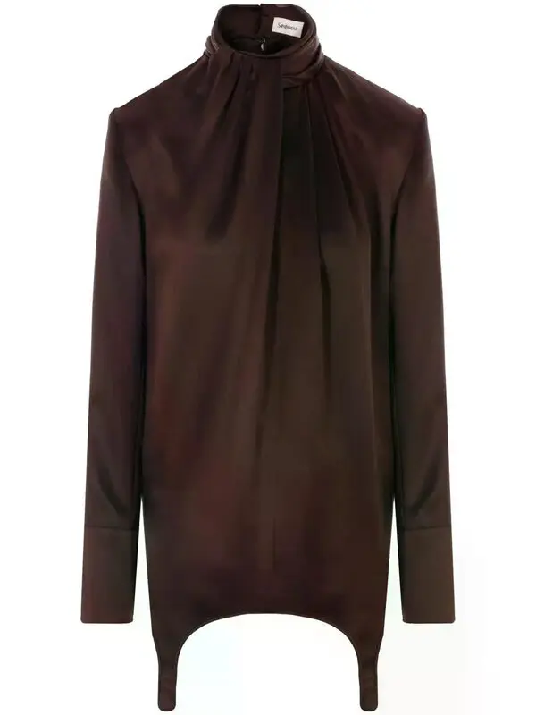 Saint Laurent Garter Detail Silk Blouse