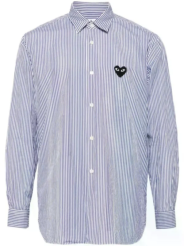 Play Comme Des Garcon Logo-patch Cotton Shirt - Blue
