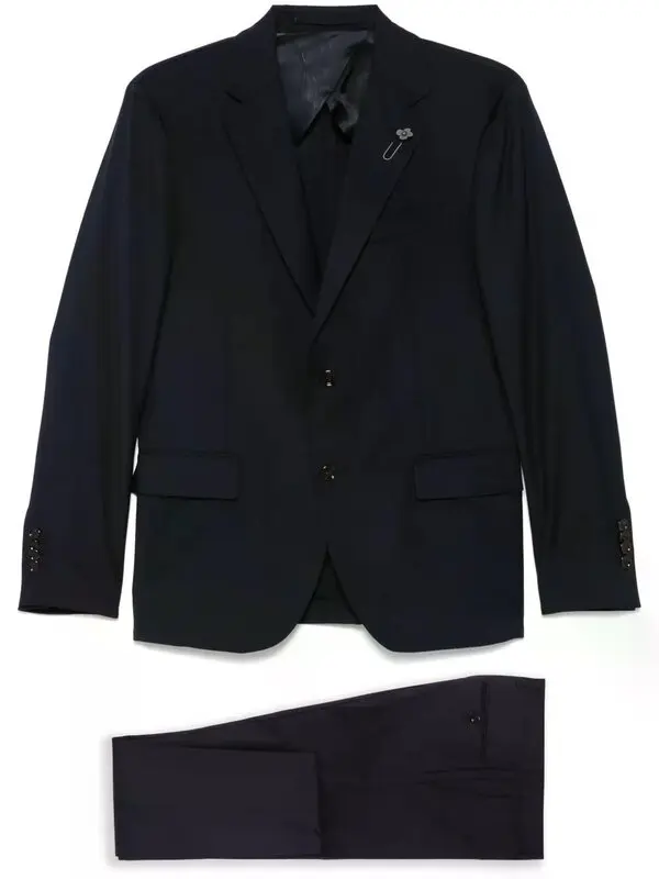 LARDINI Brooch-detail Suit - Blue