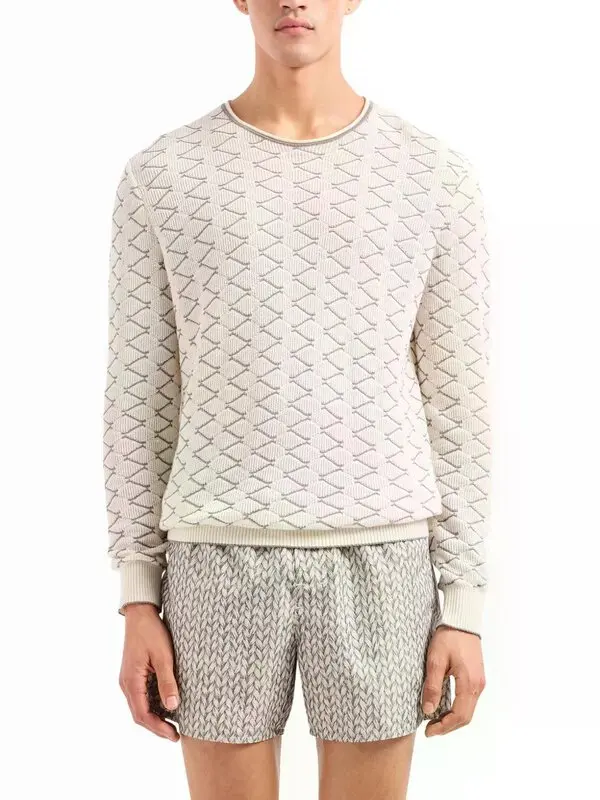 Giorgio Armani Zigzag-embroidered Round-neck Jumper