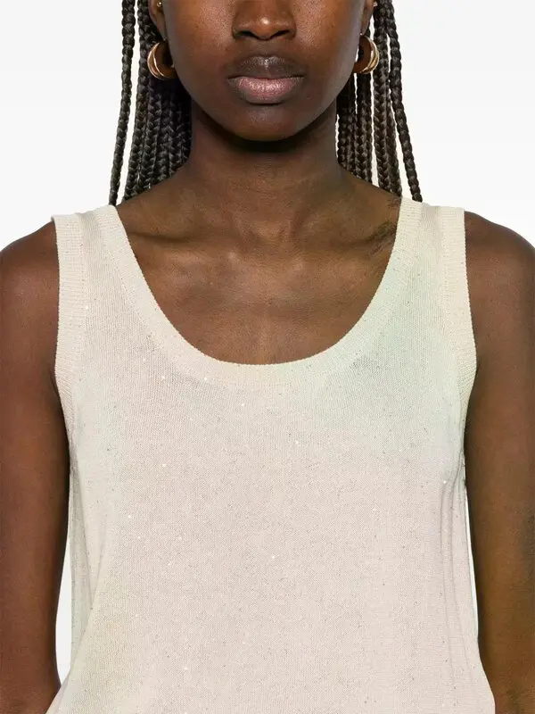 Eleventy Sleeveless Knit Tank Top With Sequin Detailing