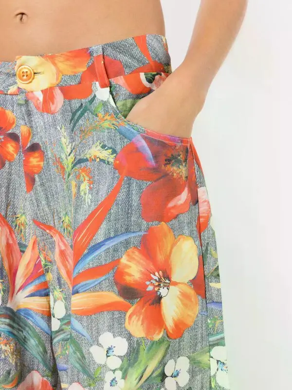 AMIR SLAMA Floral-print High-waisted Wide-leg Trousers