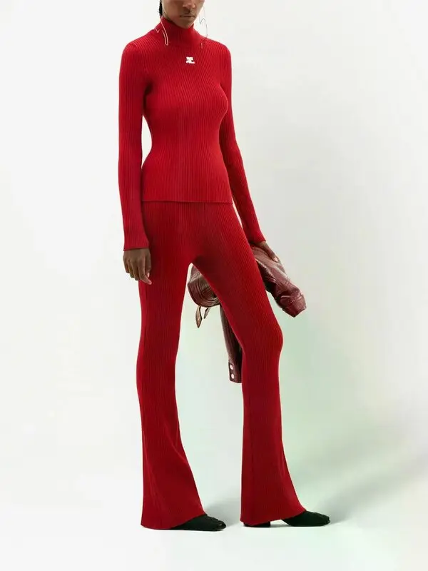 COURREGES Re-edition Ribbed Flared Trousers