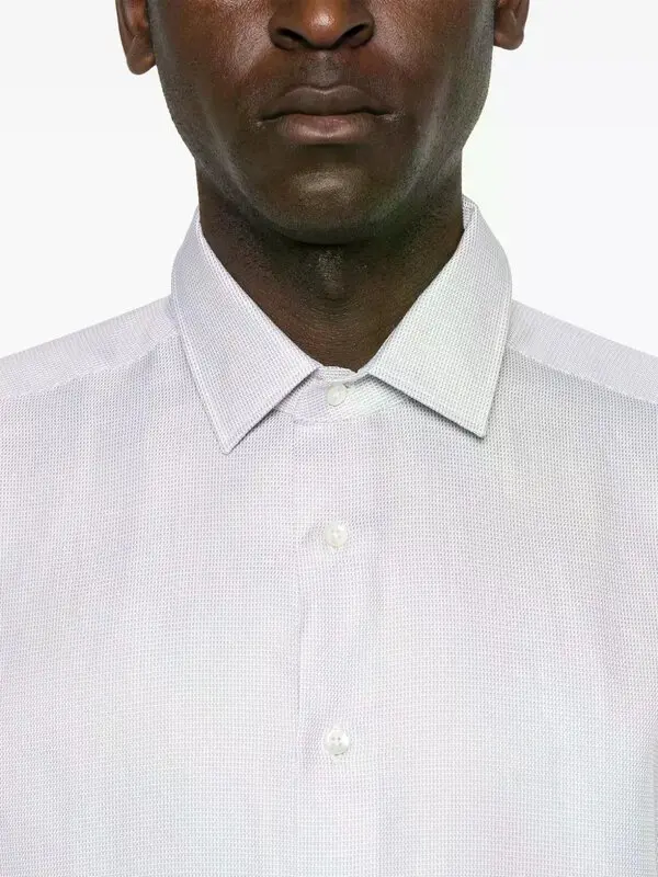 Canali Geometric-pattern Shirt - Grey