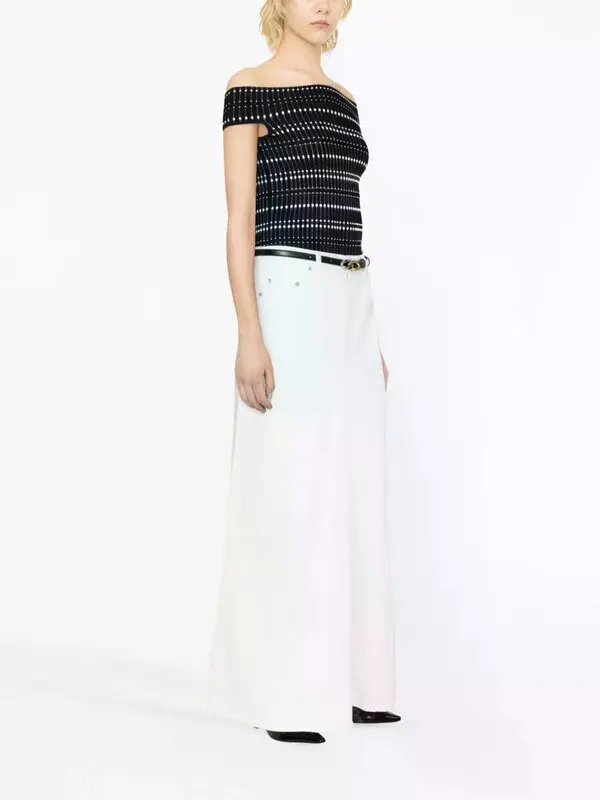 Alexander McQueen Open-knit Off-shoulder Top - Black