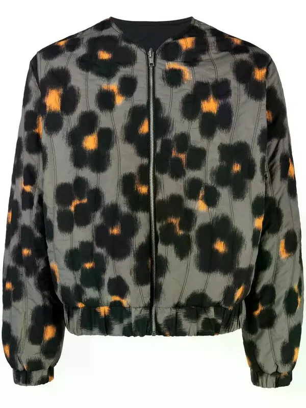 Kenzo Hana Leopard Reversible Bomber Jacket - Grey