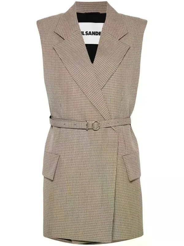 JIL SANDER Checked Virgin Wool Vest
