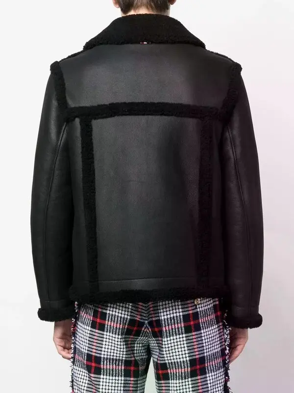 Thom Browne Shearling-trim Flight Jacket - Blue