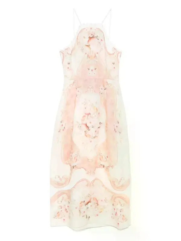TWINSET Printed Linen Midi Dress