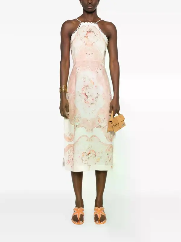 TWINSET Printed Linen Midi Dress