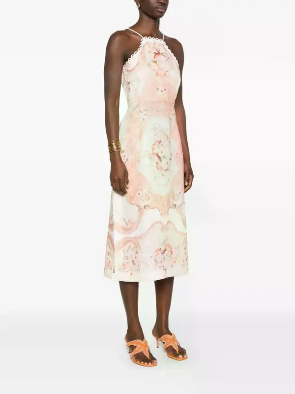 TWINSET Printed Linen Midi Dress