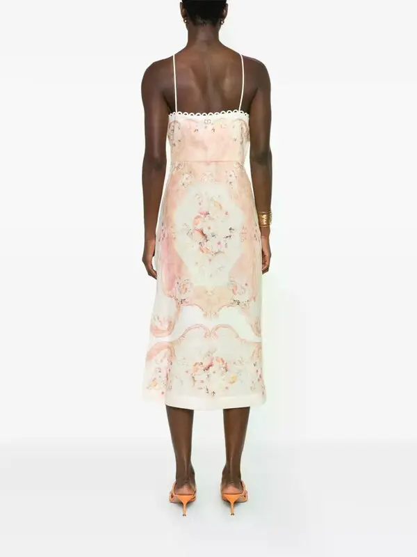 TWINSET Printed Linen Midi Dress