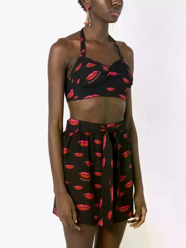 AMIR SLAMA Lip-print Cropped Top