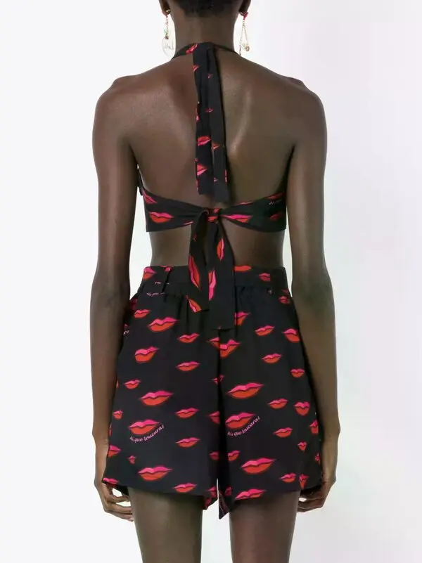 AMIR SLAMA Lip-print Cropped Top