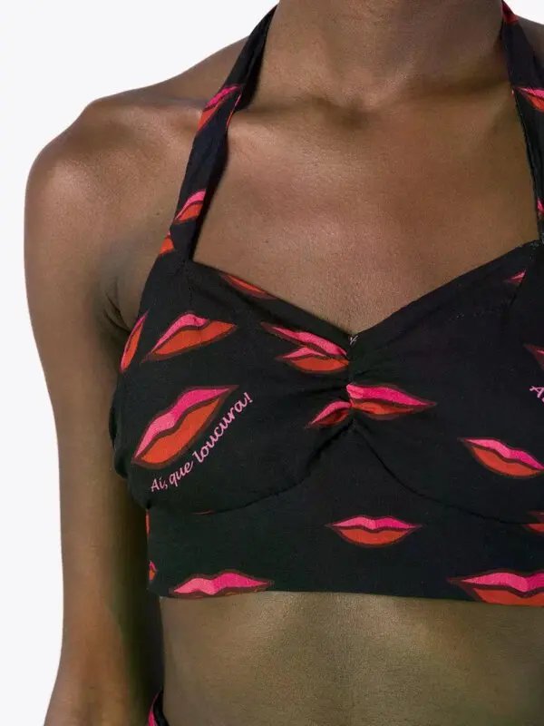 AMIR SLAMA Lip-print Cropped Top
