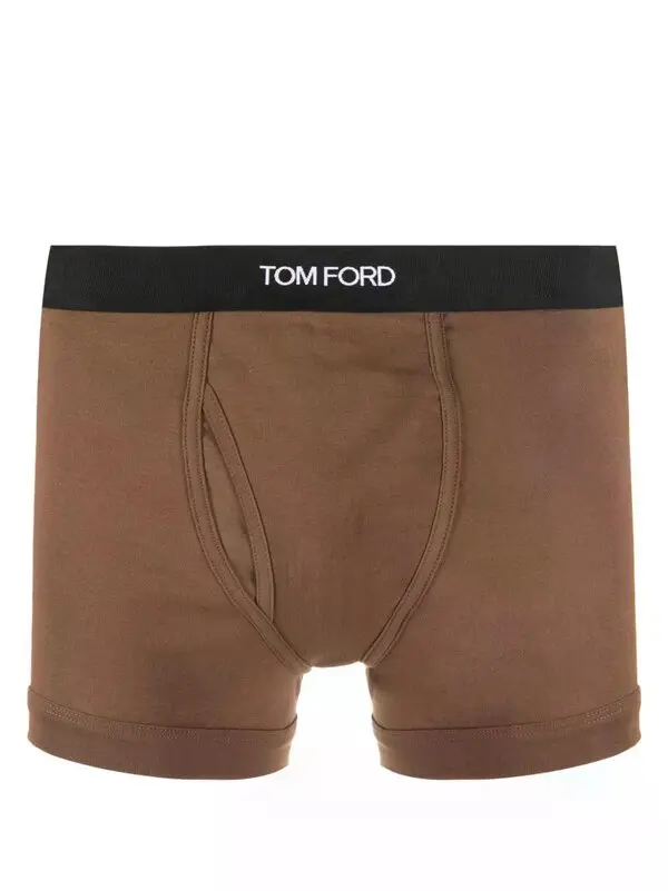TOM FORD Logo-waistband Stretch-cotton Boxers - Brown