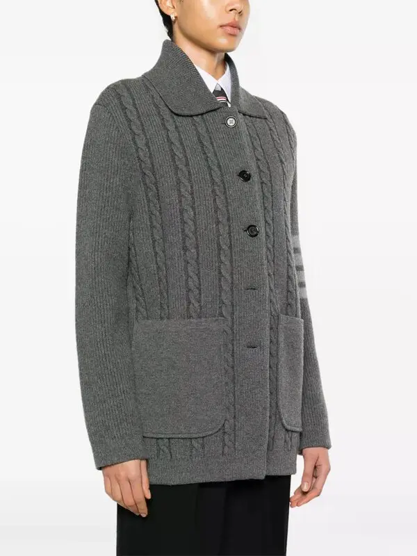 Thom Browne Cable-knit Bomber Jacket - Grey