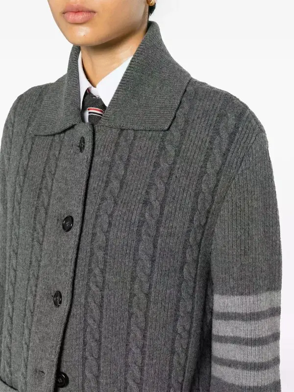 Thom Browne Cable-knit Bomber Jacket - Grey