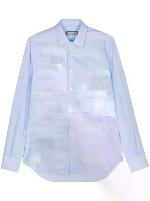 Canali Check-pattern Cotton Shirt - Blue