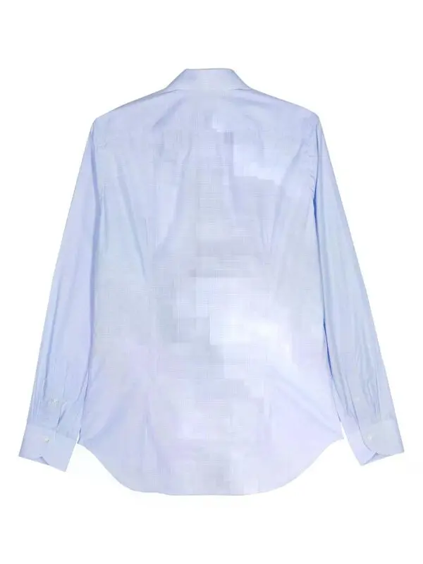 Canali Check-pattern Cotton Shirt - Blue