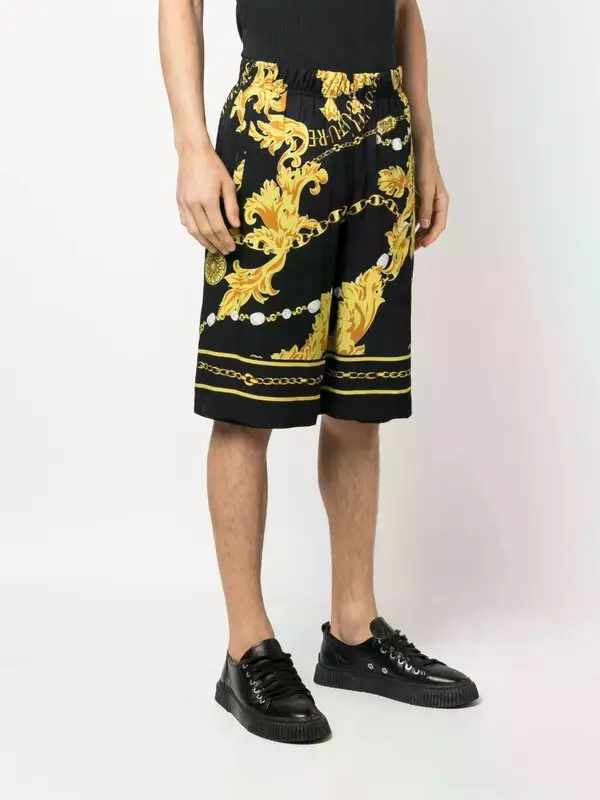 Versace Barocco-print Drop-crotch Shorts - Black