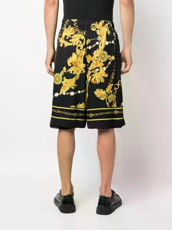 Versace Barocco-print Drop-crotch Shorts - Black