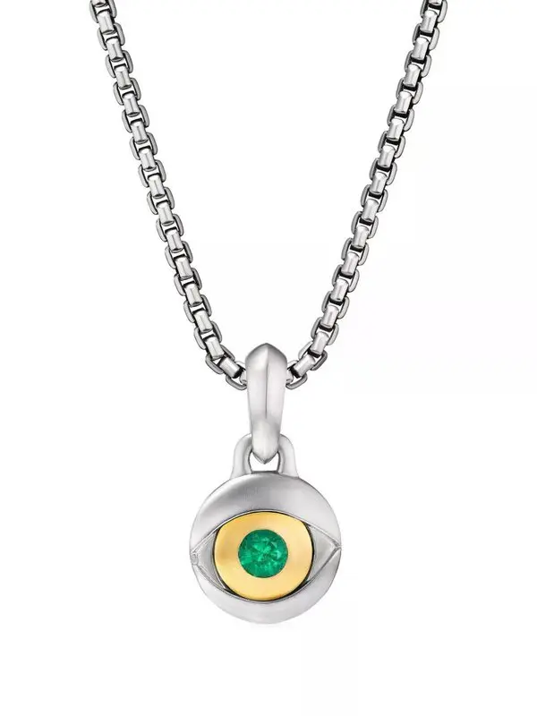 David Yurman Evil Eye Emerald Amulet - Silver