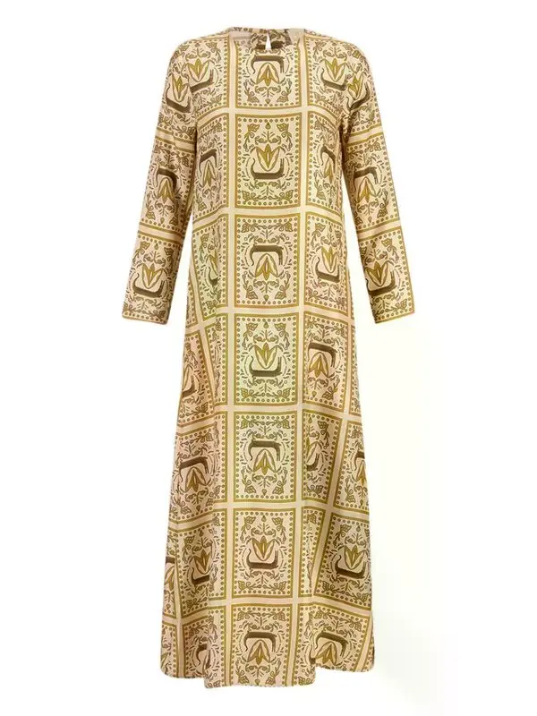 PAULA Printed Silk Dress - Neutrals