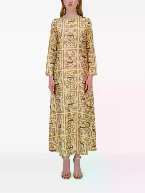 PAULA Printed Silk Dress - Neutrals