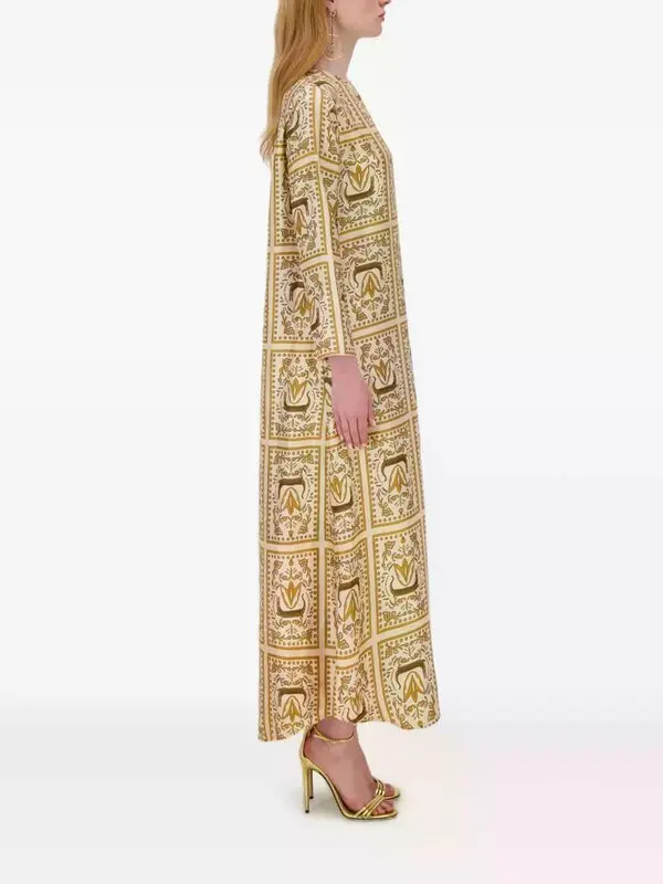 PAULA Printed Silk Dress - Neutrals