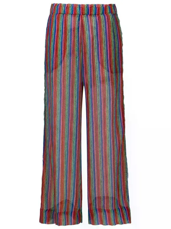 AMIR SLAMA Sheer Graphic-print Silk Trousers
