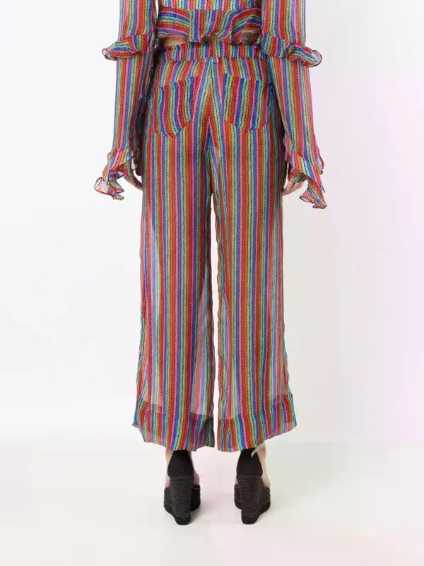 AMIR SLAMA Sheer Graphic-print Silk Trousers