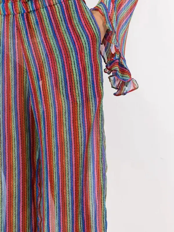 AMIR SLAMA Sheer Graphic-print Silk Trousers