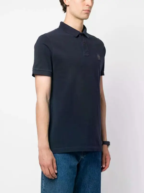 Stone Island Logo-patch Polo Shirt - Blue