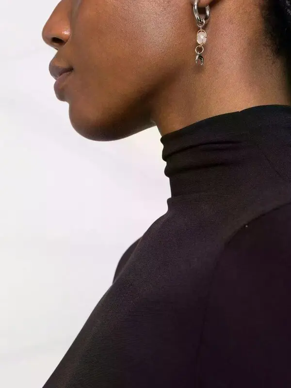 ATU BODY COUTURE Feather-cuff High-neck Top - Black
