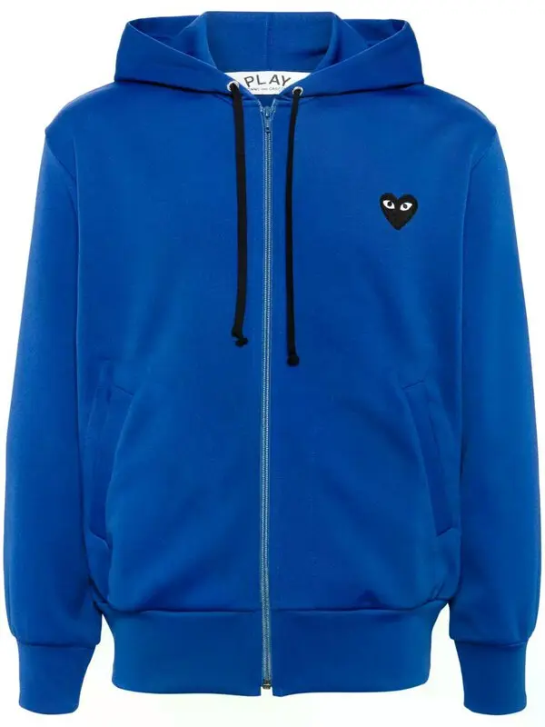 Play Comme Des Garcon Big Heart Zip-up Hoodie - Blue